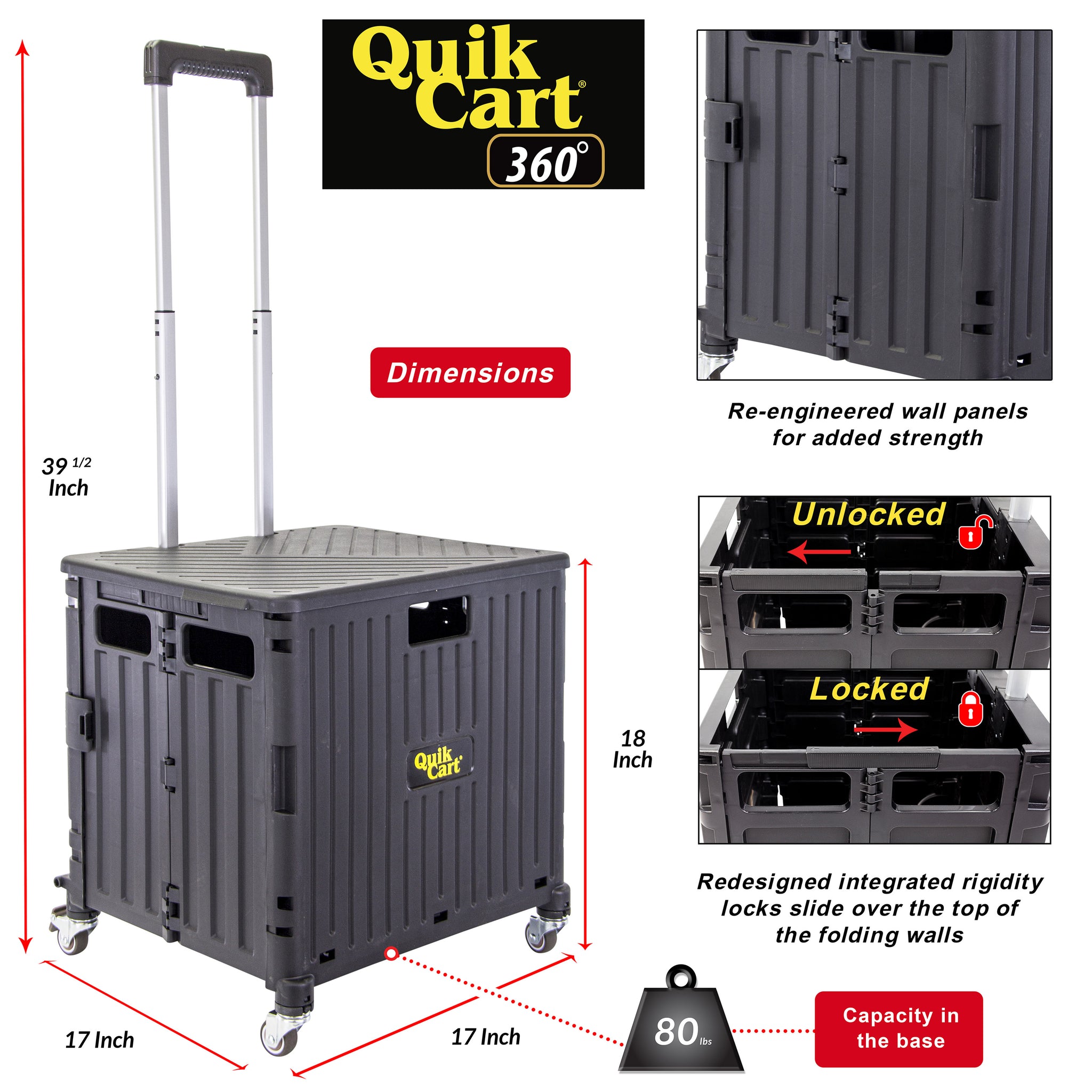 dbest products Quik Cart 360 Four Wheeled Rolling Crate Teacher Utilit ...