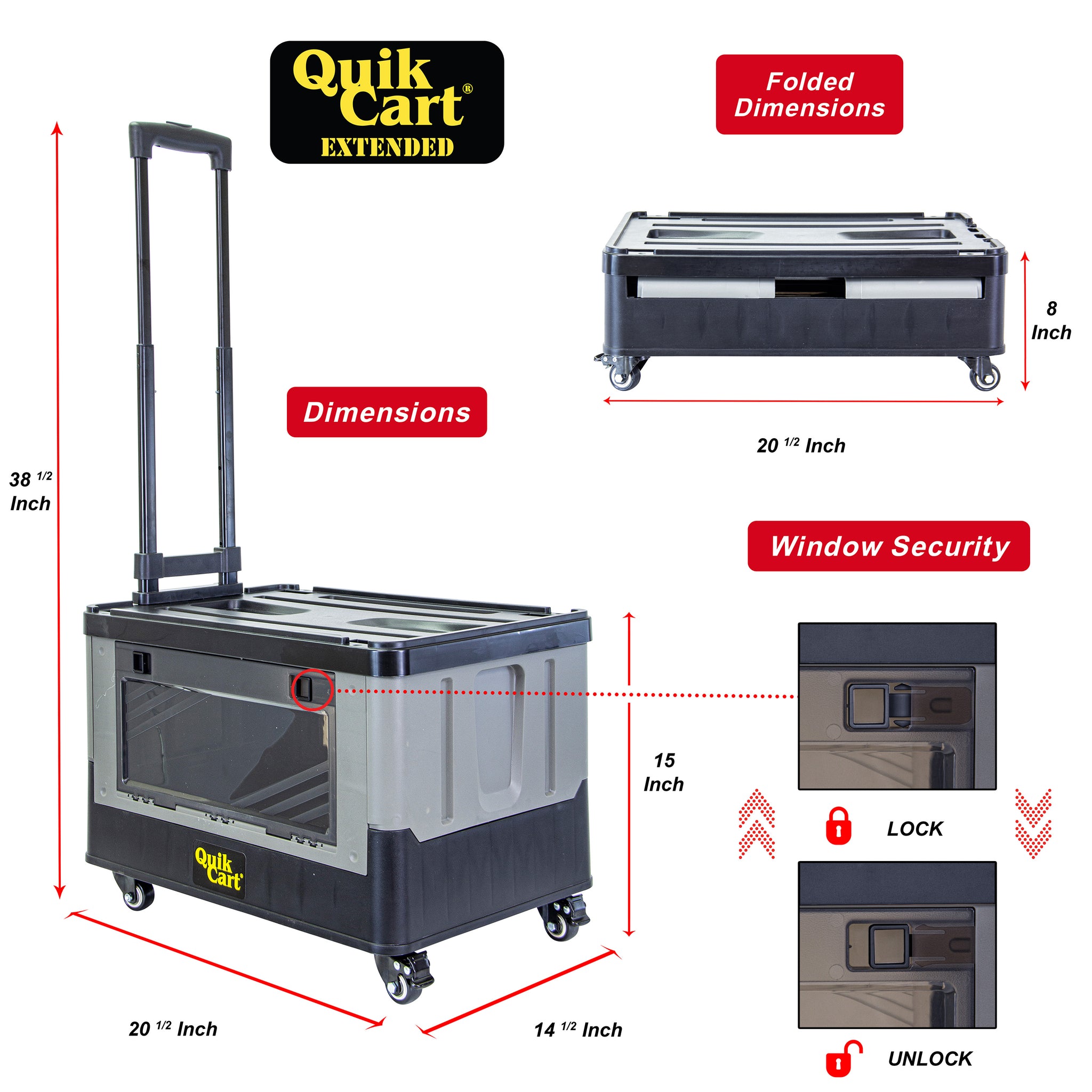 dbest products Quik Cart Extended Four Wheeled Rolling Crate Teacher U ...