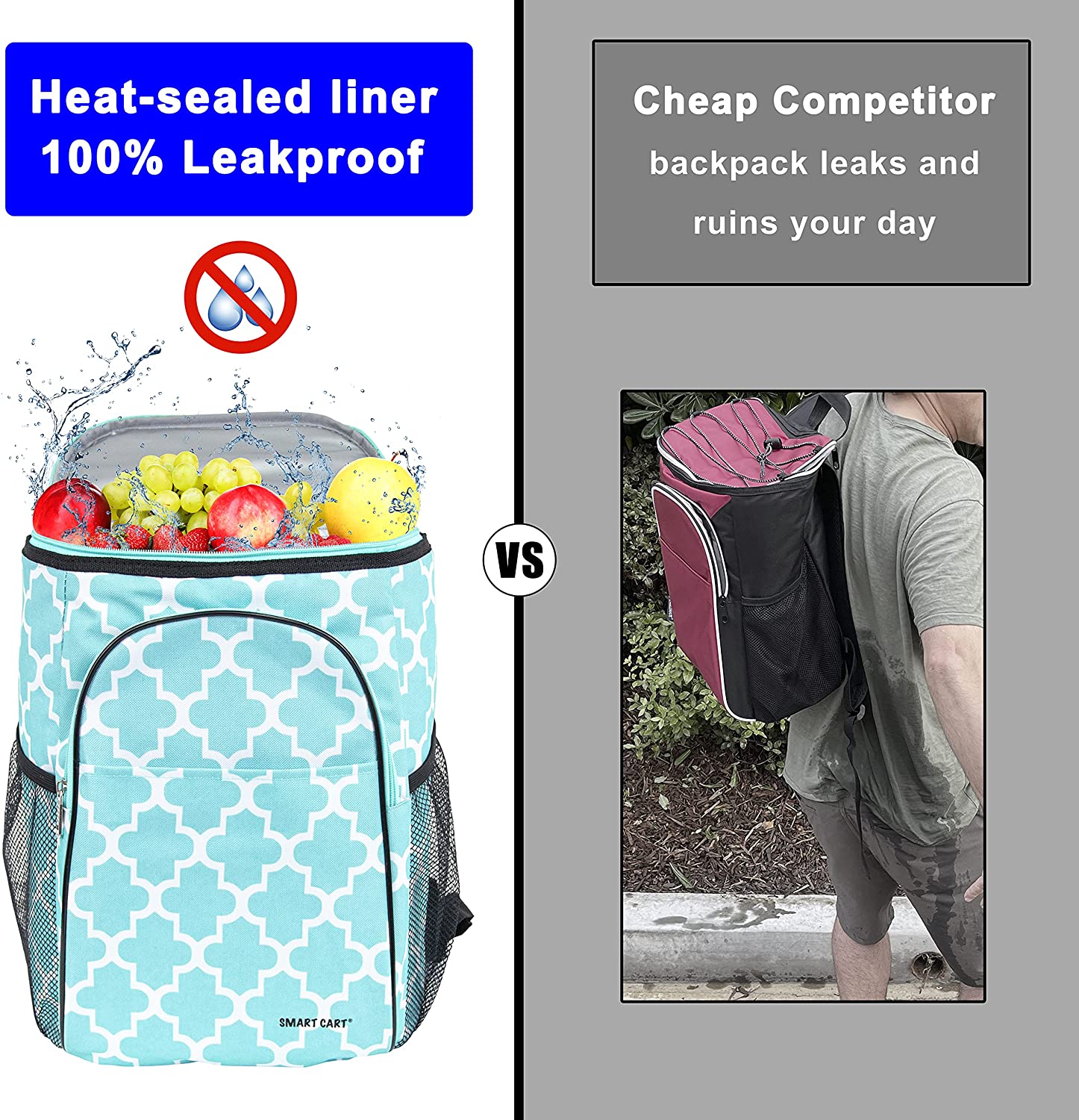 Ultra Compact Cooler Smart Cart Backpack, Moroccan Tile - dbest products