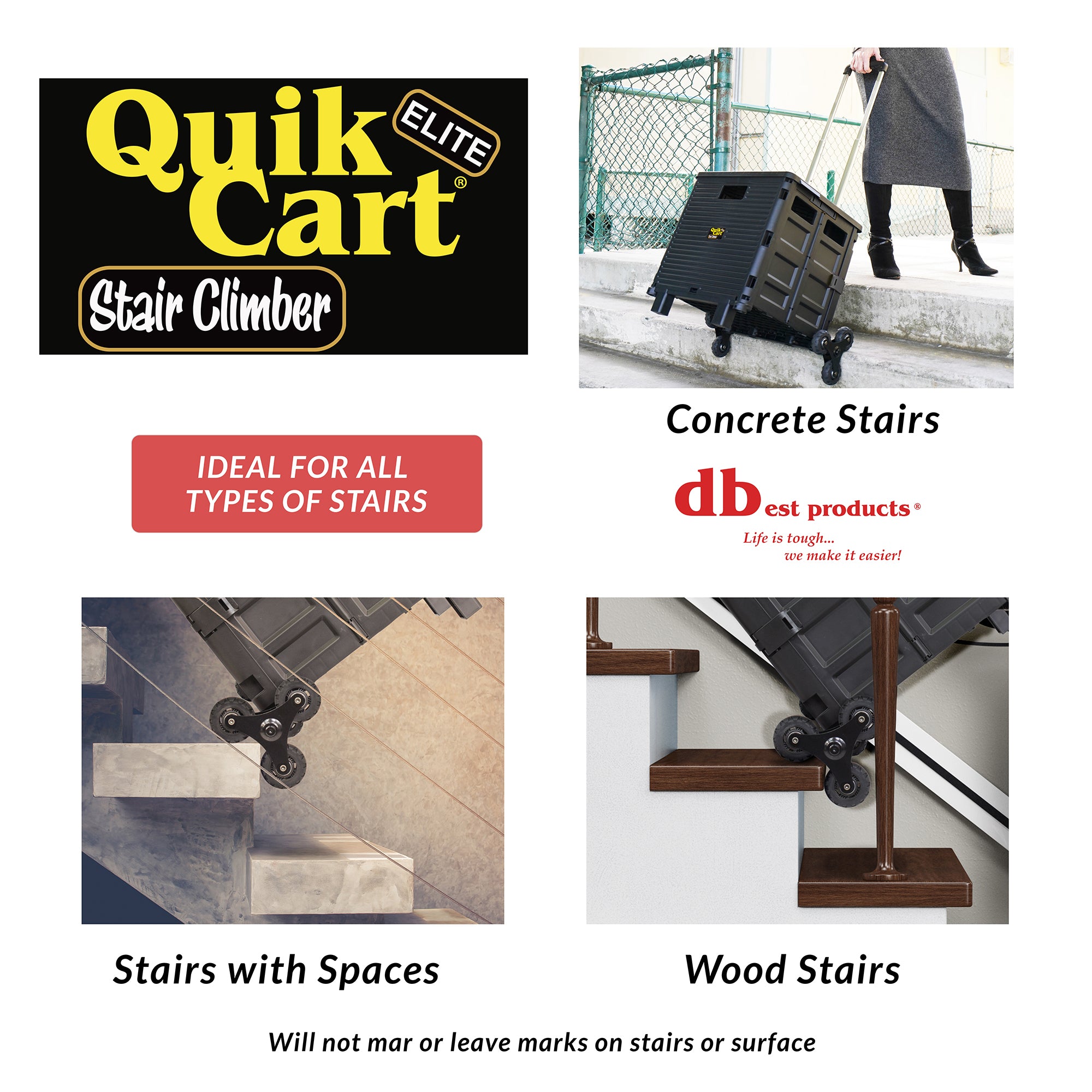 dbest products 01-853 Quik Cart Elite Stair Climber Wheeled Rolling ...