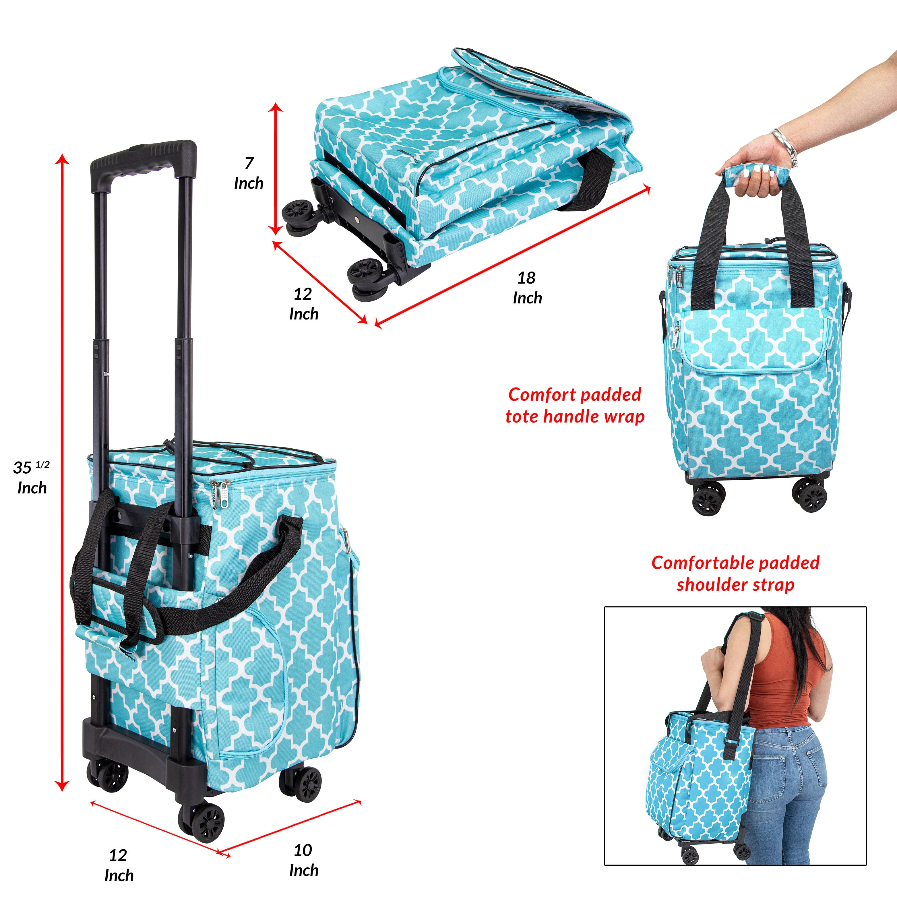 Ultra Compact Cooler Smart Cart 360 Insulated Collapsible Rolling Tail ...