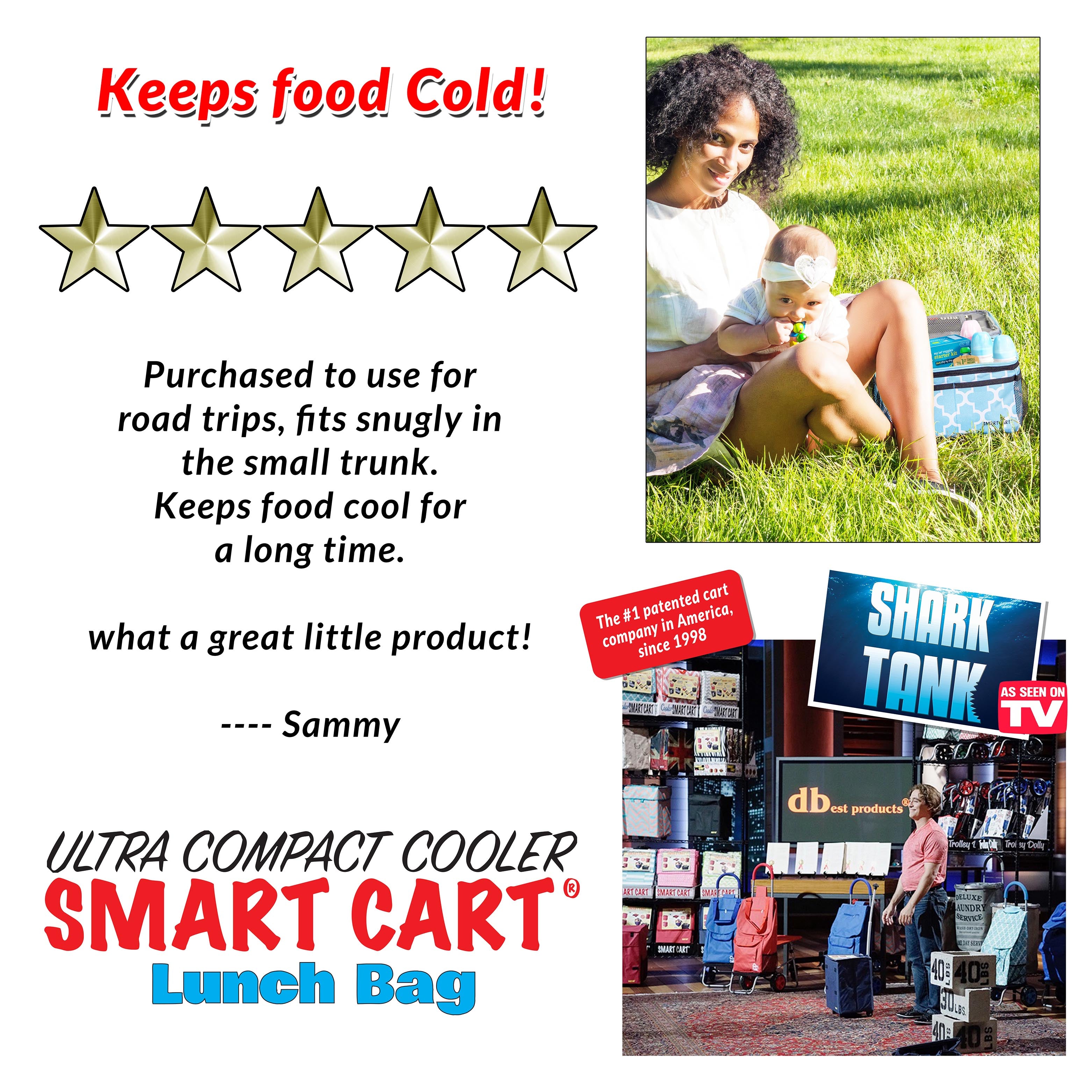 dbest products Ultra Compact Cooler Smart Cart Lunch Bag Insulated Tot ...